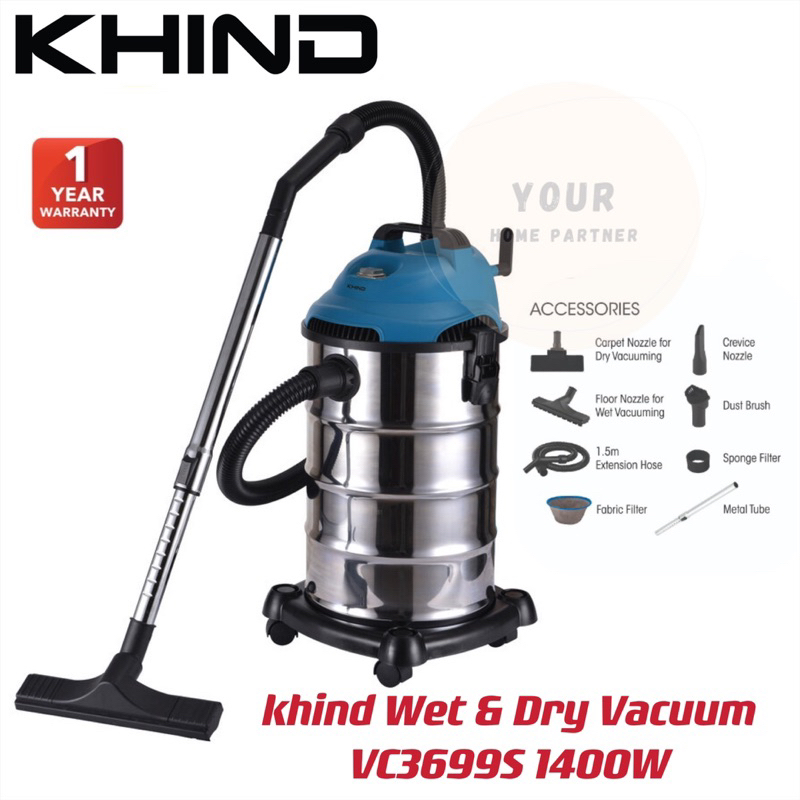 Khind Wet and Dry Vacuum 1400W Stainless Steel VC3699S | Shopee Malaysia