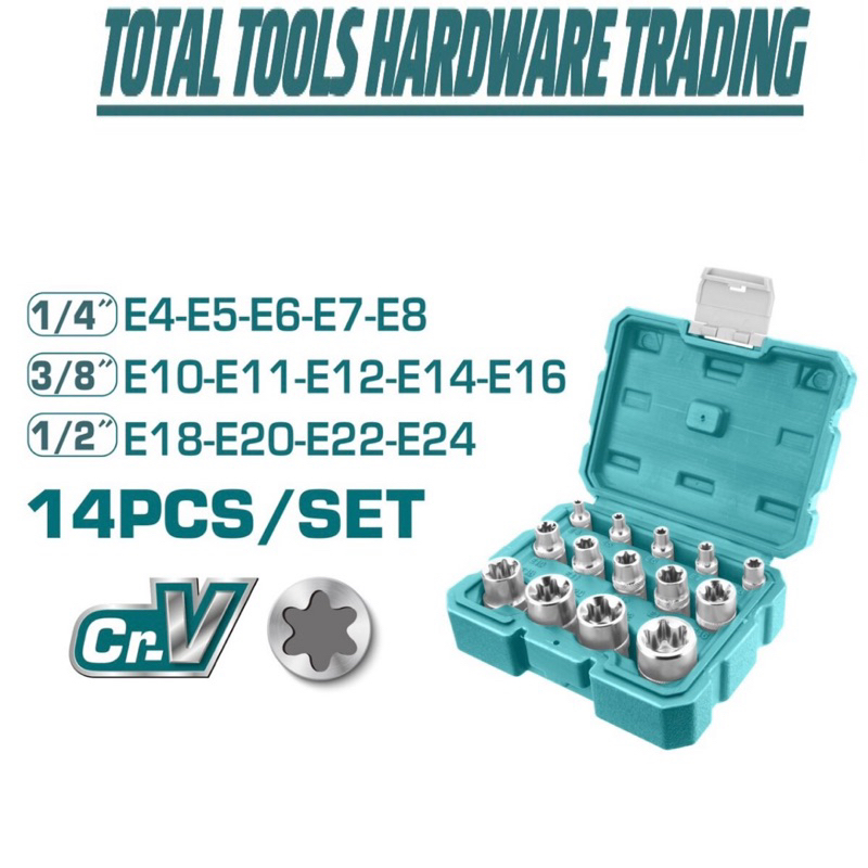 TOTAL E-type Box Socket 14 Pcs Set Cr-V Material ( Torx Star Size: E4 ...