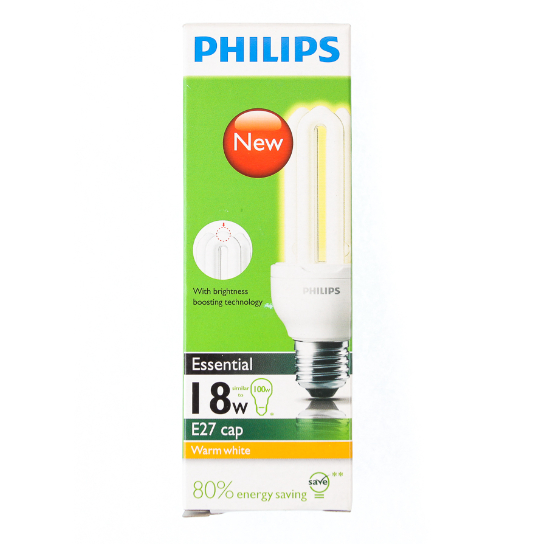 PHILIPS Essential Energy Saver E27 18W 220-240v (2700k Warm White ...