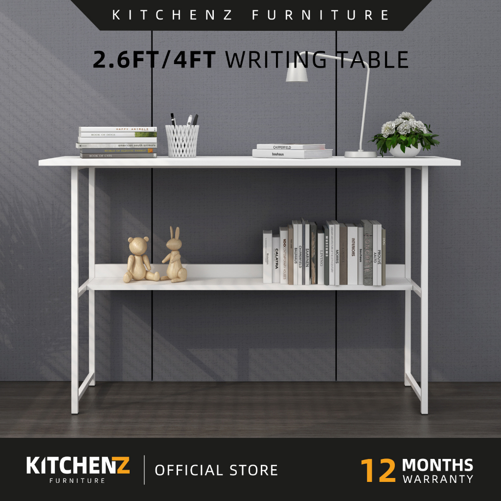 KitchenZ Sabah 4FT or 2.5FT Writing Table Study Table Storage Shelf ...