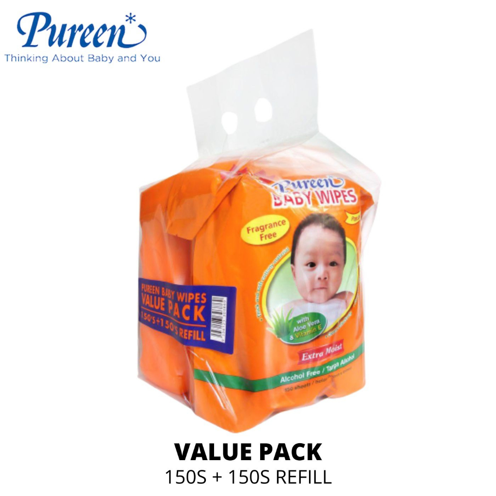 Pureen Baby Wipes Fragrance Free Baby Wet Tissues Value Pack Combo 150s ...
