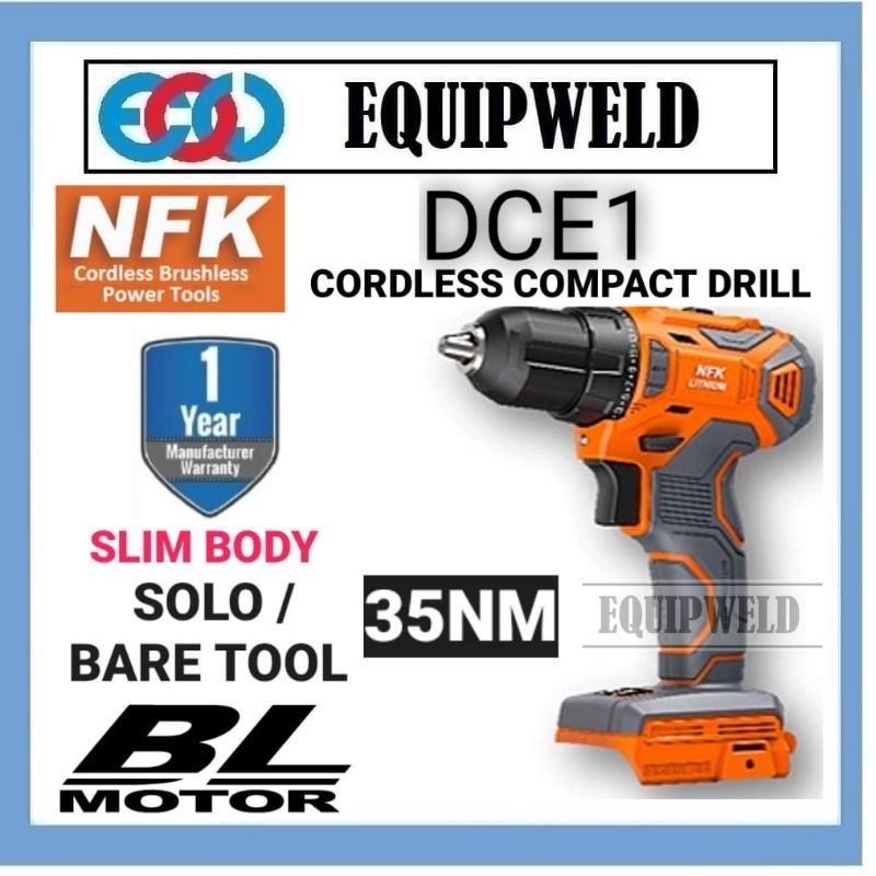 NFK DCE1 CORDLESS COMPACT DRILL DRIVER 10MM 35NM (SOLO /BARE TOOL ...