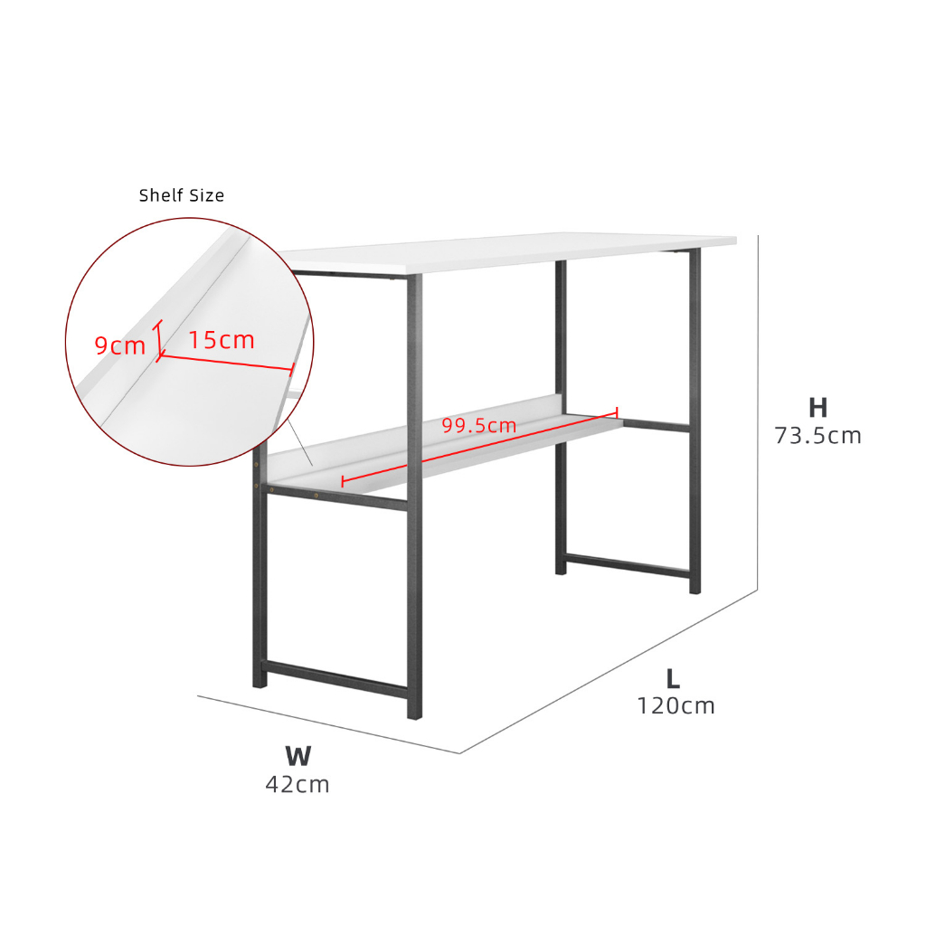 KitchenZ Sabah 4FT or 2.5FT Writing Table Study Table Storage Shelf ...