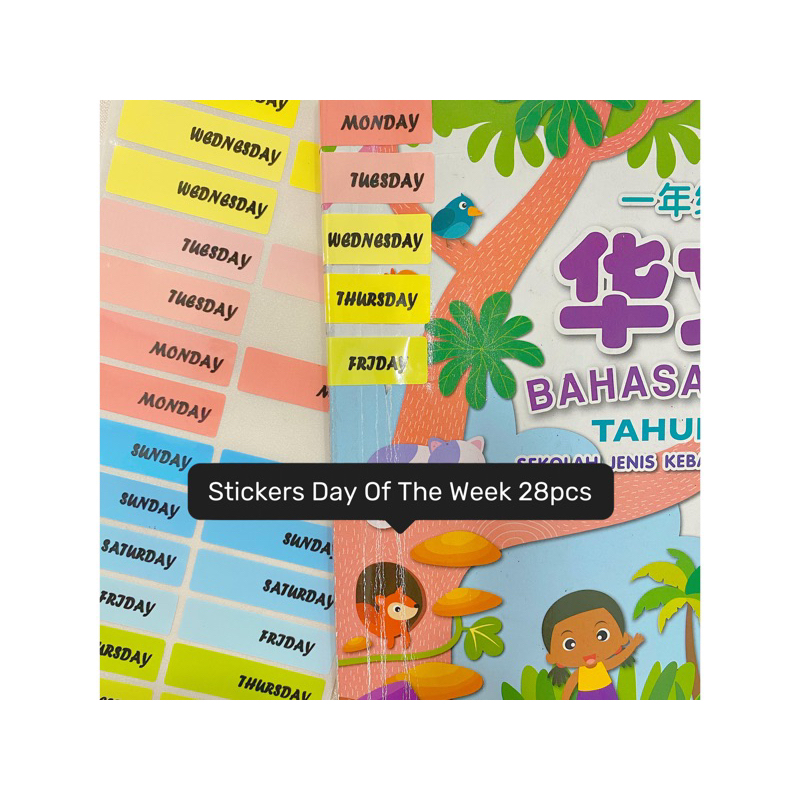 Stiker Hari / Stickers of the Week 28pcs per set for books | Shopee ...
