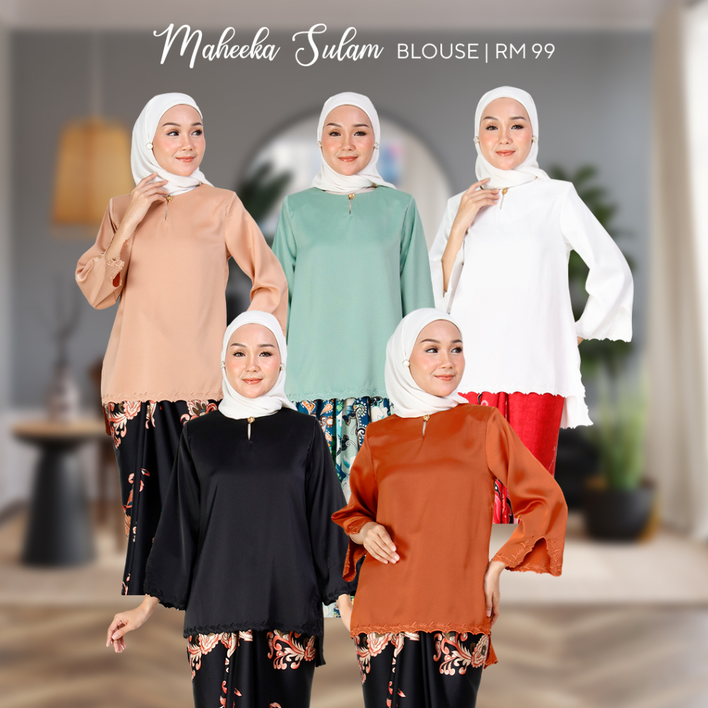 Jasmina Malaysia Maheeka Sulam Woman Top Plain Blouse | Shopee Malaysia