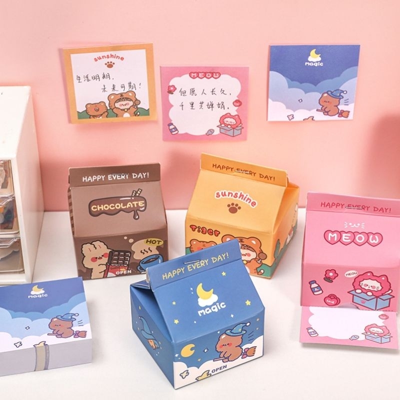 200 Sheets Ins Creative Milk Carton Note Book GirlRemovable Boxed ...