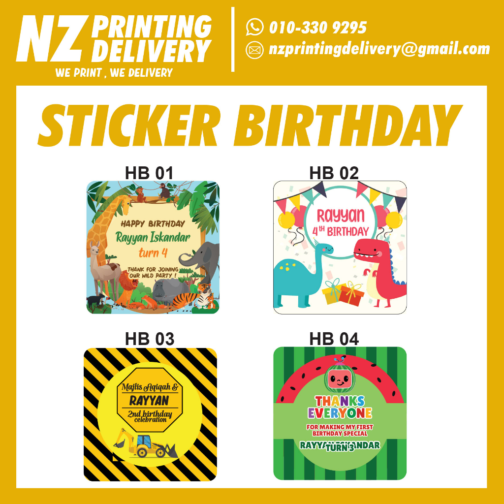 Sticker Happy Birthday 100pcs label square sticker petak | Shopee Malaysia