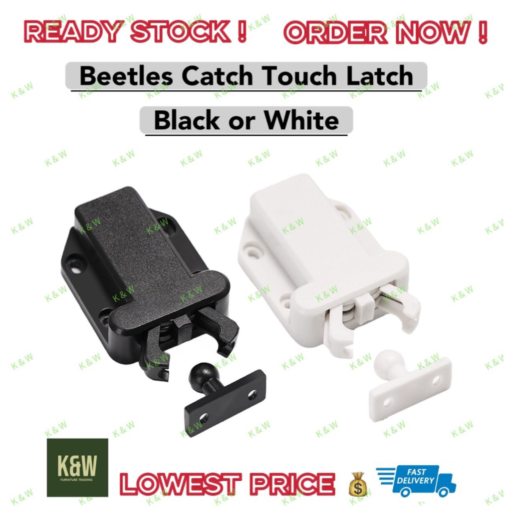White Black Push To Open Beetles Magnetic Door Drawer Cabinet Catch ...