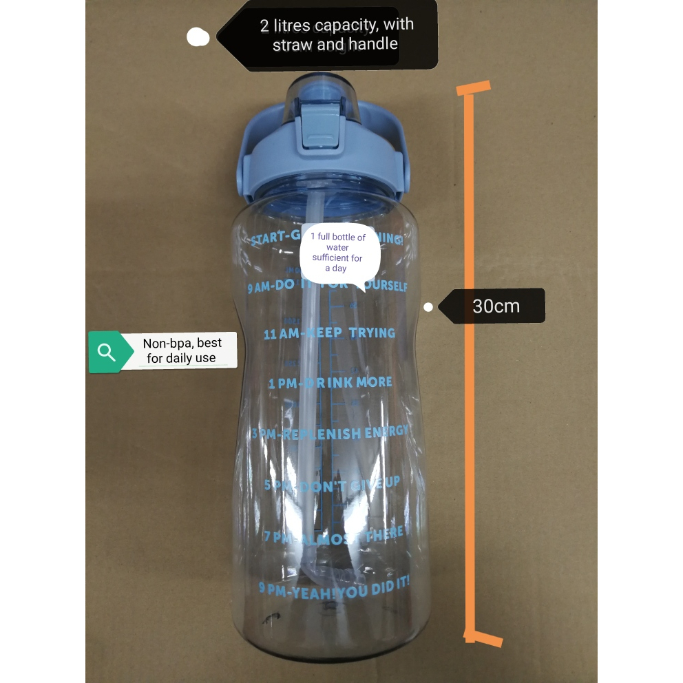 2 Litres Water bottle /Thick body part/with straw and handler/5 beautiful colors | Shopee Malaysia