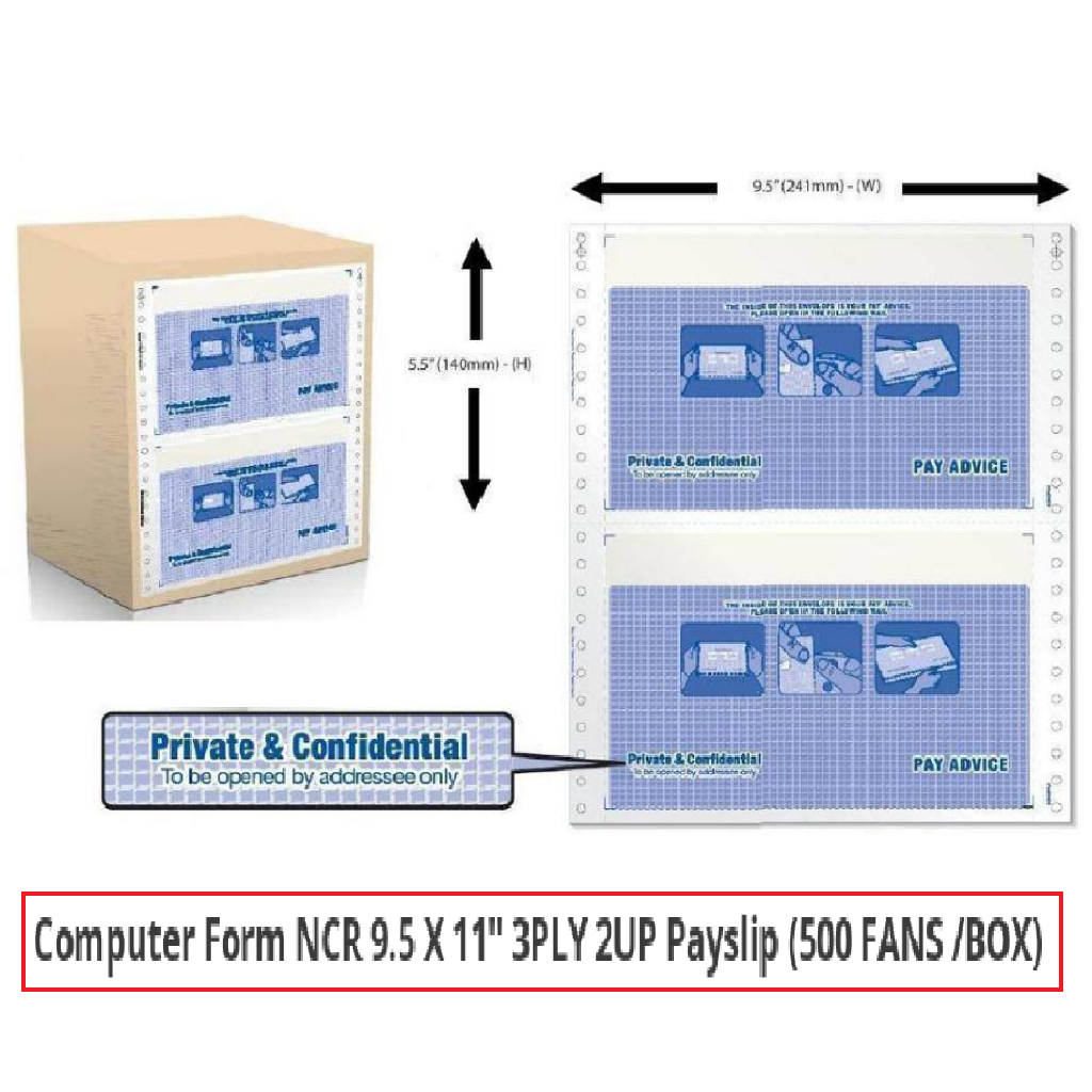 Computer Form Payslip / Pay Advice / Slip Gaji / NCR 9.5 X 11'' 3PLY ...