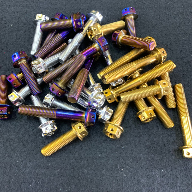 🇹🇭 SKRU M10 SAIZ 14 THREAD 10mm 🇹🇭 SKRU TITANIUM GOLD CHROME ORIGINAL ...