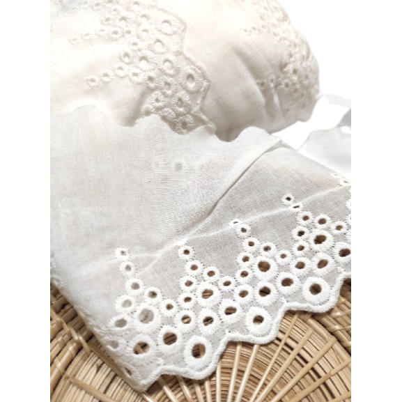 100MM Embroidery Cotton Lace Border Lace Sewing Fabric White Putih Baju ...