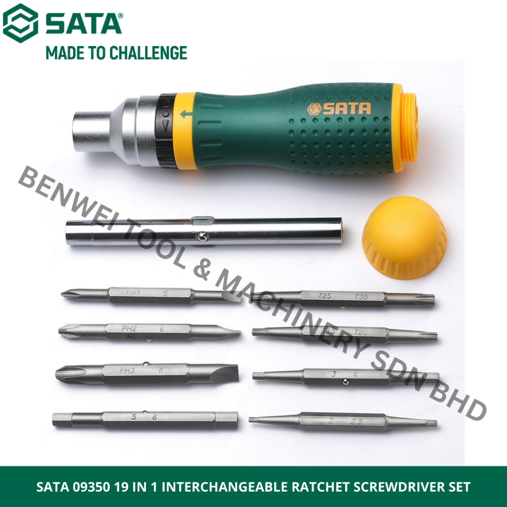 (ND) SCREWDRIVER SET / SATA 09350 19-IN-1 INTERCHANGEABLE RATCHET ...