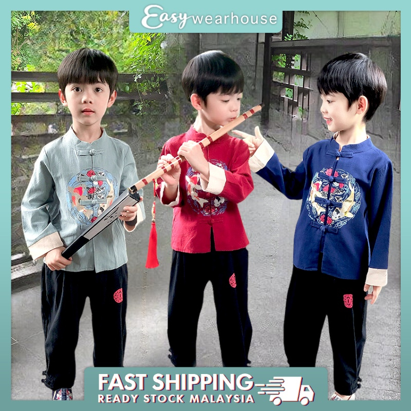 EASY WEARHOUSE 90-160cm Boys Hanfu Traditional Tang Suit Cheongsam CNY ...