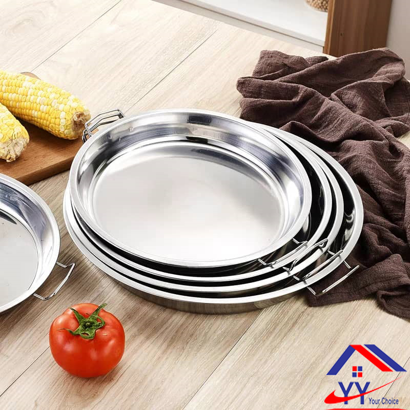 Stainless Steel Round Cake Plate with Handle/Kuih Making Plate Bulat ...