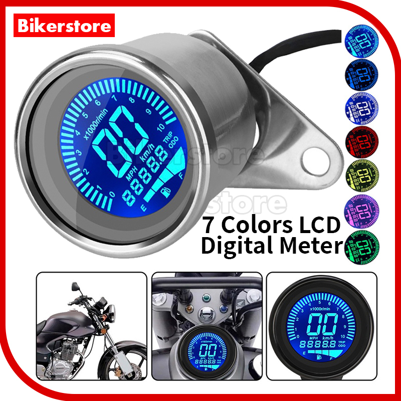 MOTORCYCLE DIGITAL METER LED LCD SPEEDOMETER METER UNIVERSAL FIT SEMUA ...