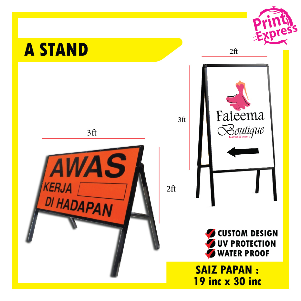 A STAND SIGNBOARD | SIGNBOARD AWAS atau BUSINESS NAME | Shopee Malaysia