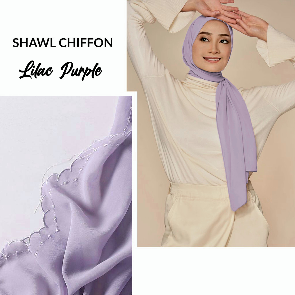 Lilac Shawl Sulam Hijab Plain | Shawl Sulam Klasik | Shawl Sulam Viral ...