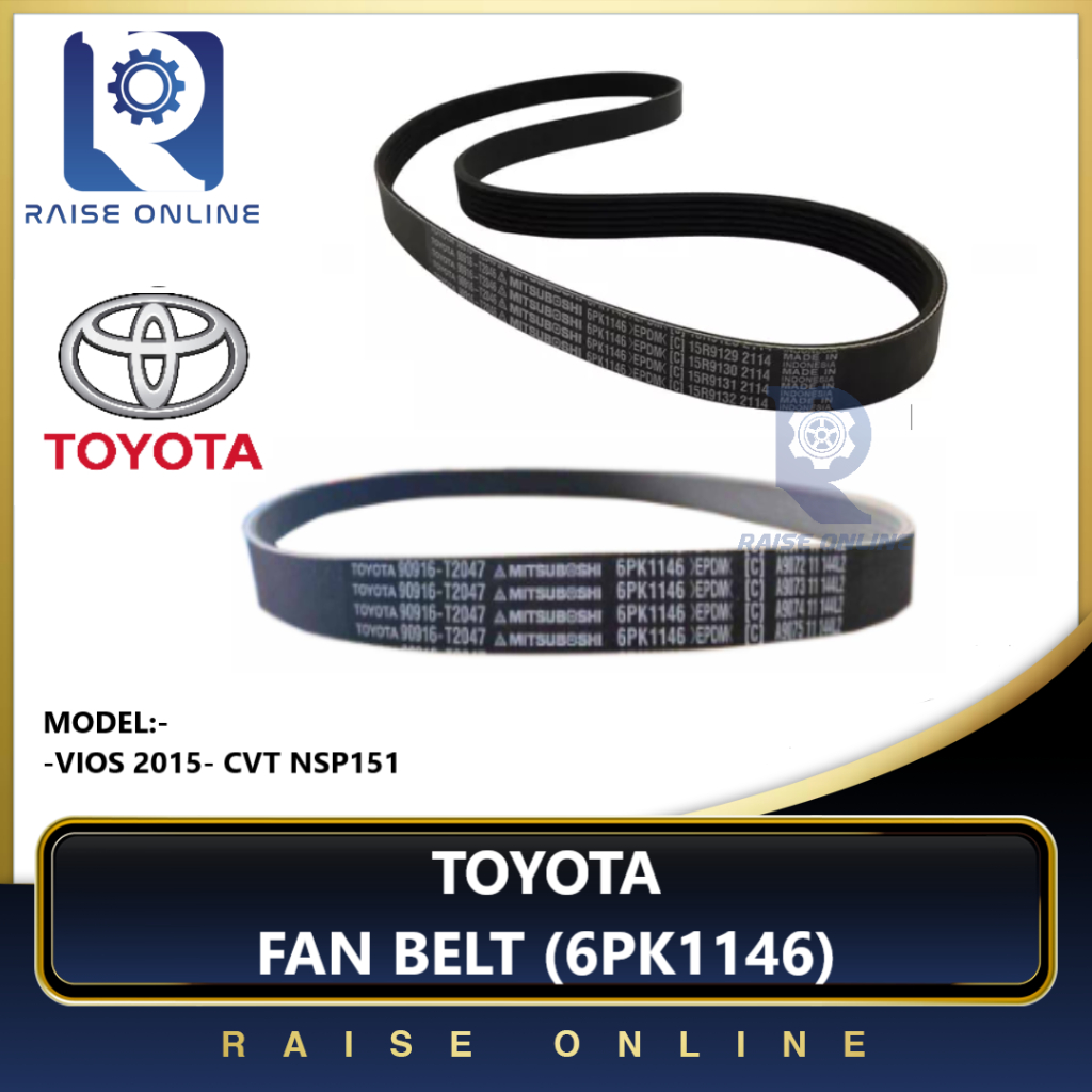 ORIGINAL TOYOTA VIOS NSP151 cvt (2017>) FAN BELT > 6pk1146 > 90916 ...