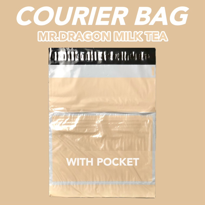 【MR.DRAGON】MILK TEA COURIER BAG WITH POCKET Parcel Bag Packaging Bag ...