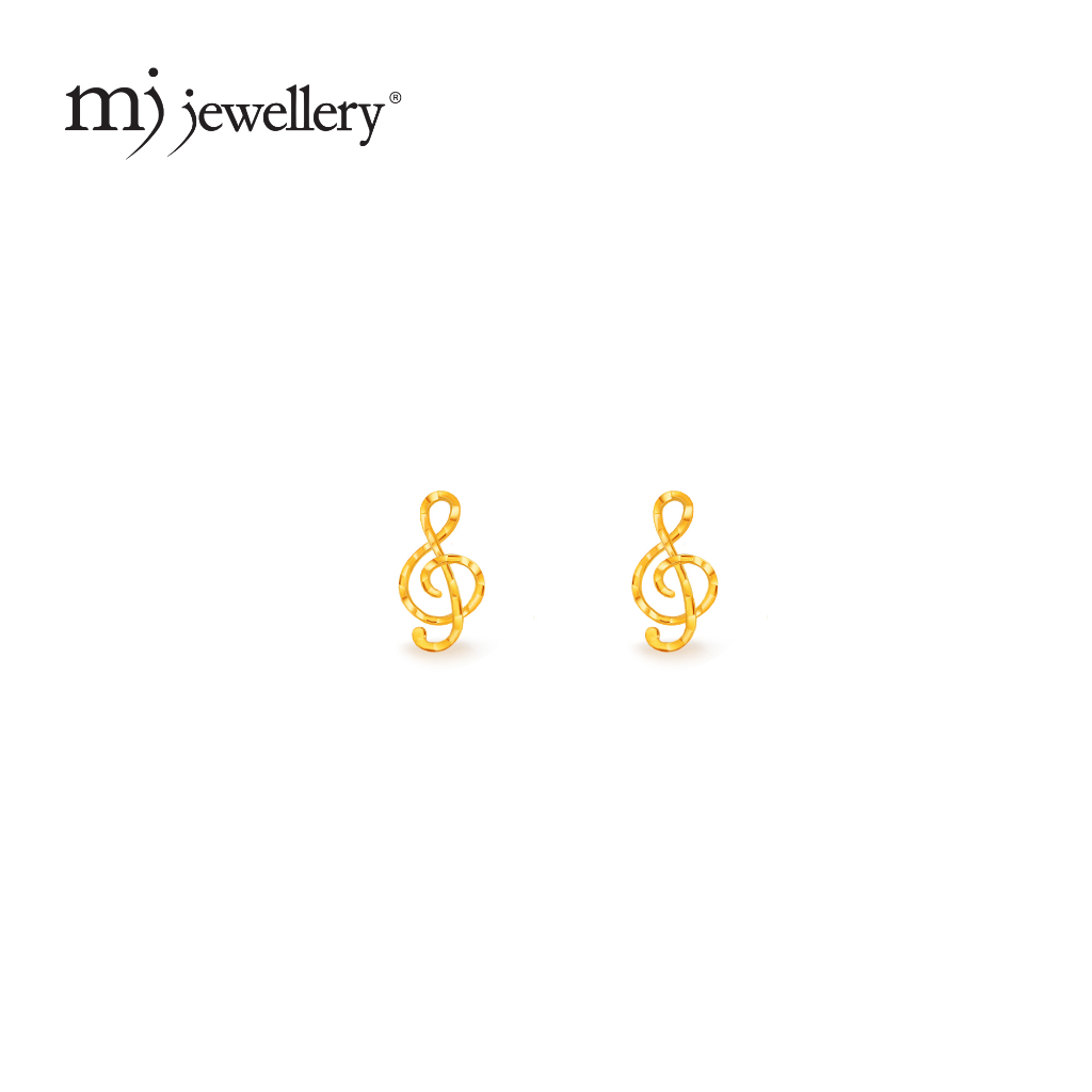 MJ Jewellery Gold Music Note Earrings S177 , 375 Gold & 916 Gold ...