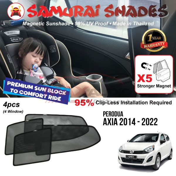 Car Sunshade PERODUA AXIA 2014 - 2022 2X5 STRONG MAGNET SAMURAI SHADES ...
