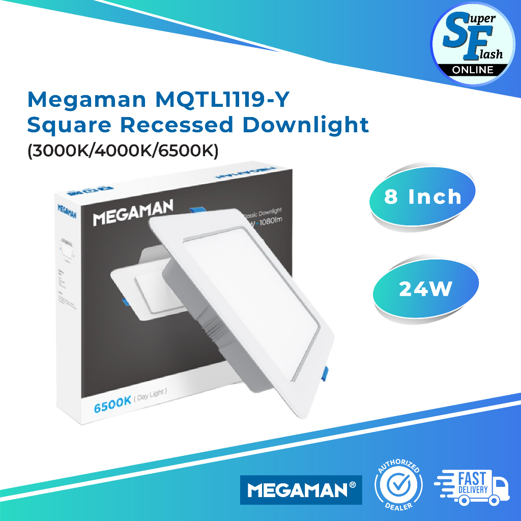 MEGAMAN MQTL1119-F LED Downlight Panel SIRIM 12W15W 24W Square 4 INCH ...