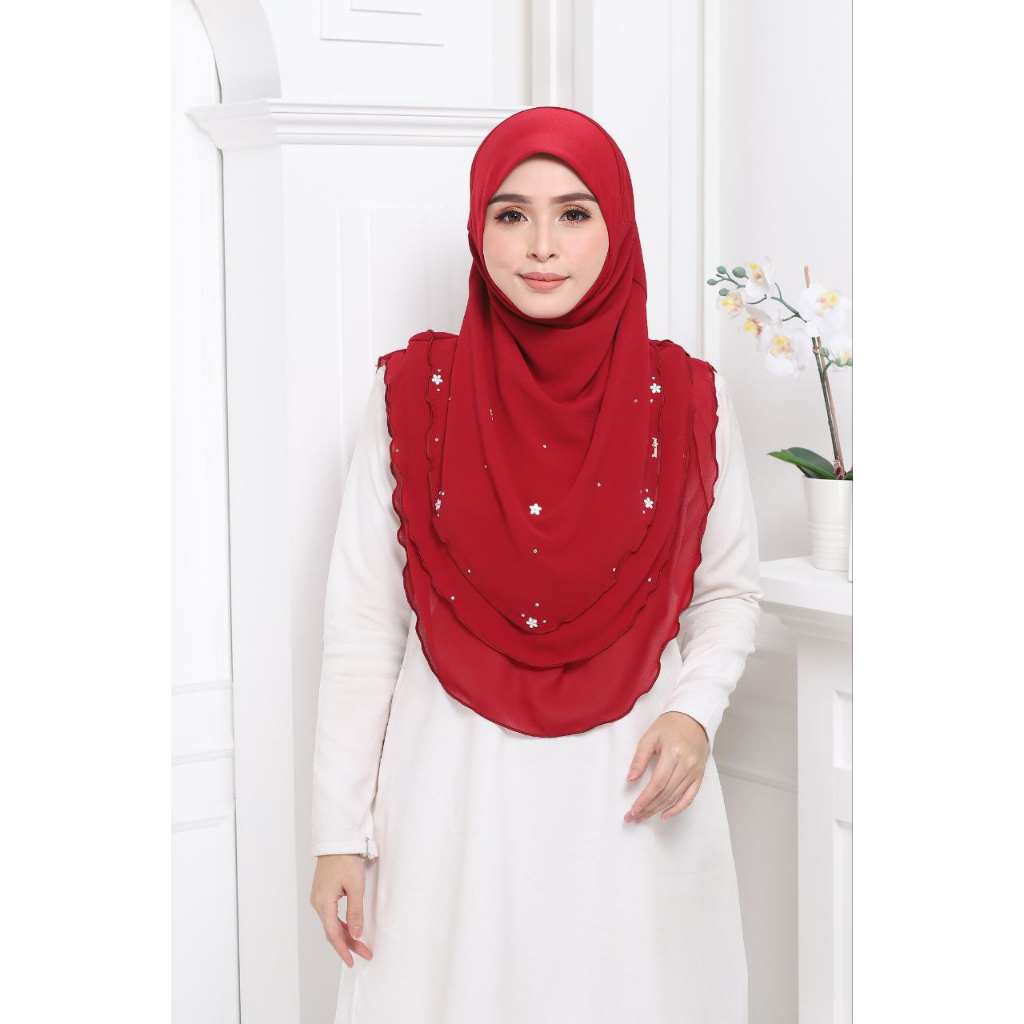 Tudung sarung Labuh Chiffon 3 layer Nuha | Shopee Malaysia