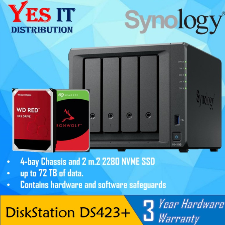 Synology DiskStation DS423+ 4BAY/INTEL J4125 /2.0GHZ-QC/4GB/2GLAN/2NVMe ...