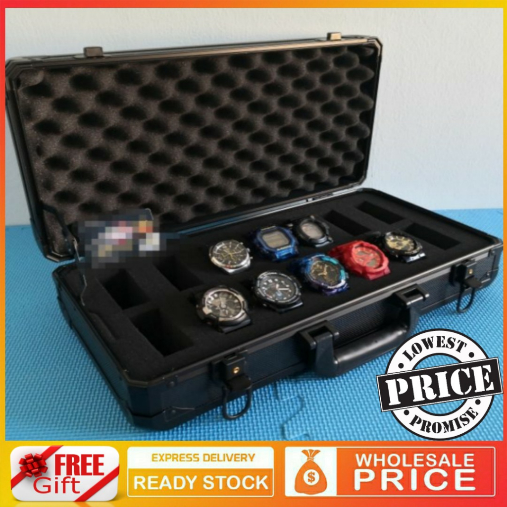 (Ready Stock Malaysia) Premium Black 12 , 16 , 30 Slot Watch Box ...