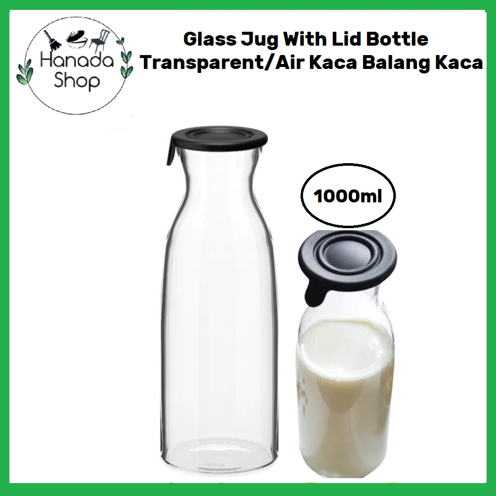 1000ml Glass Jug With Lid Airtight Bottle Transparent / Clear Glass ...