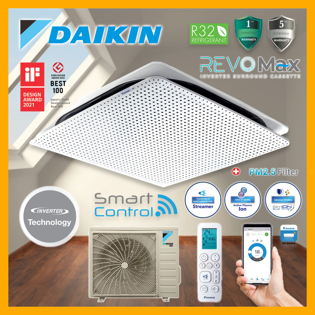 Daikin R32 REVO Max Inverter Premium Ceiling Cassette FCFG-A Series ...
