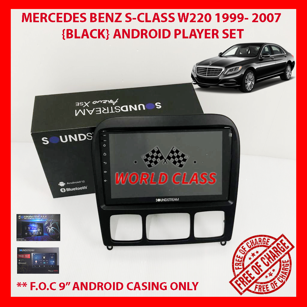 MERCEDES BENZ S-CLASS W220 1999-2007 (BLACK) SOUNDSTREAM 9" ANDROID IPS ...