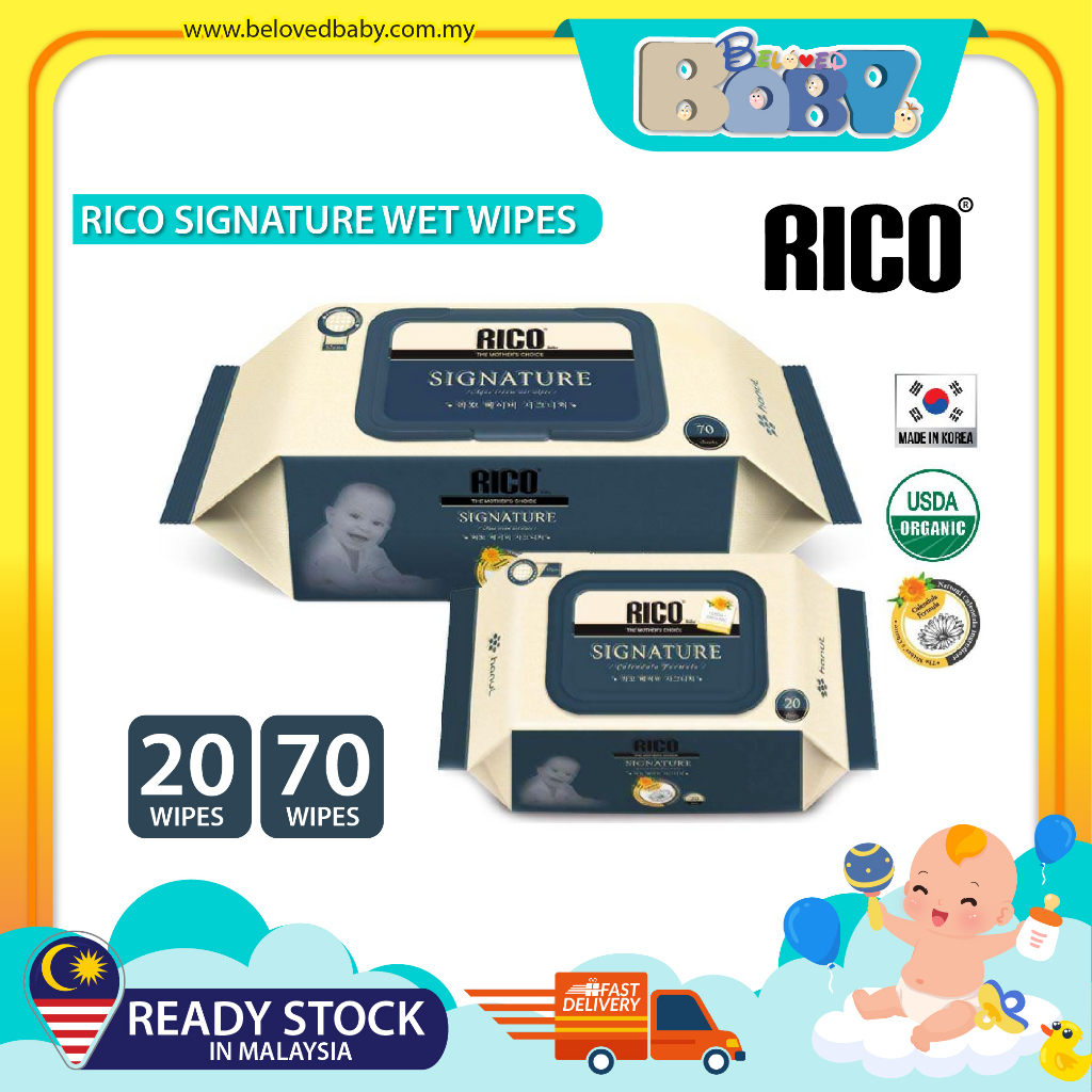 Rico Signature Organic Baby Wipes 65gsm (20/70 sheets) | Shopee Malaysia