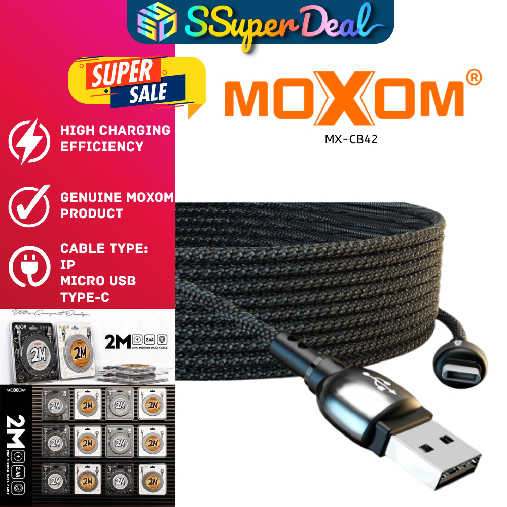 Moxom MX-CB42/MX-CB43/MX-CB44 Zinc Mirror Data Cable 2M/3M/4M | Shopee ...