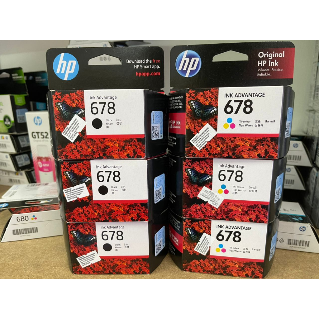 HP 678 (Black) & (Tri-Colour) Original ink cartridge from HP | Shopee ...