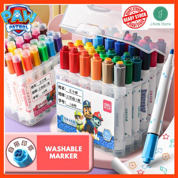 JKIDSSTORE [ READY STOCK ] PAW PATROL 12 & 24 Colors Pen Washer Marker ...