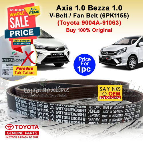 (Toyota) Axia Bezza 1.0 Fan Belt V-Belt 6PK1155 Toyota 9004A-91063 ...