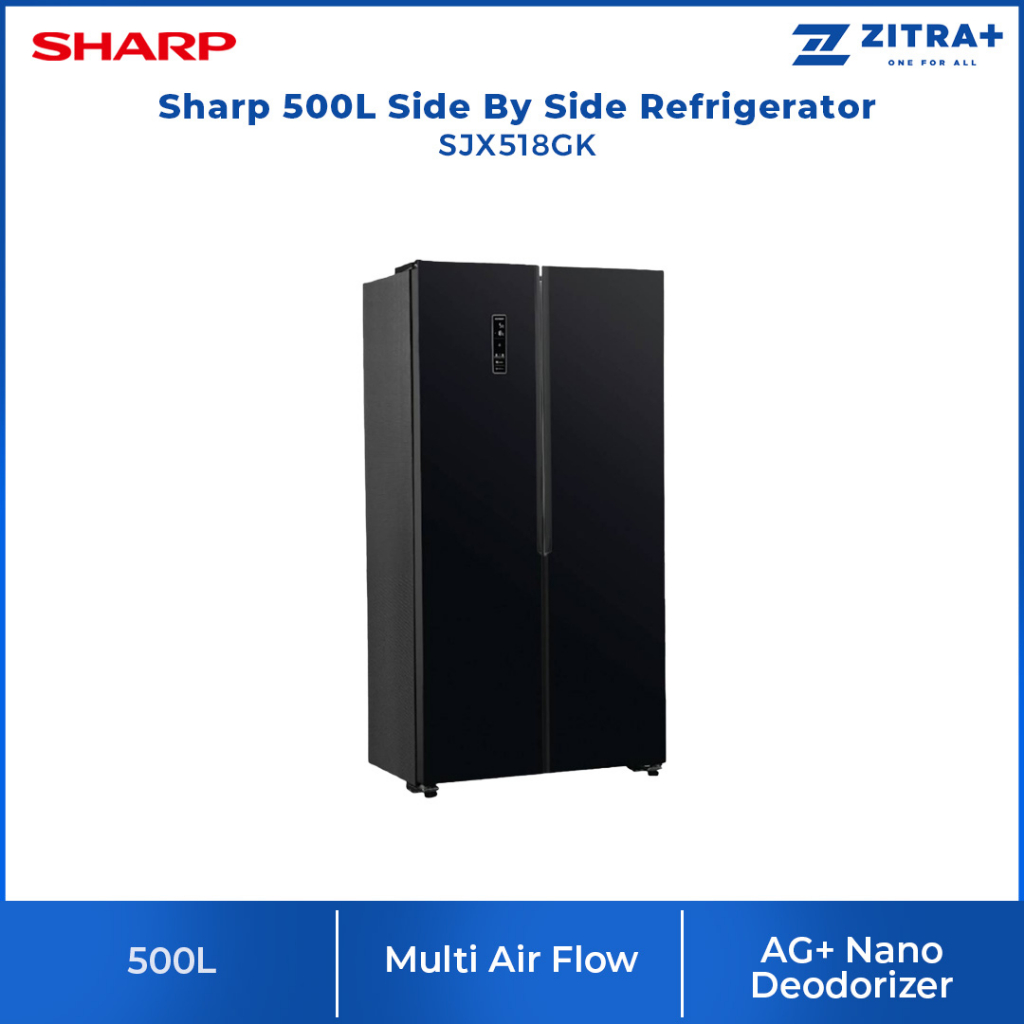 SHARP 500L Side By Side Non-Inverter Refrigerator SJX518GK | External ...