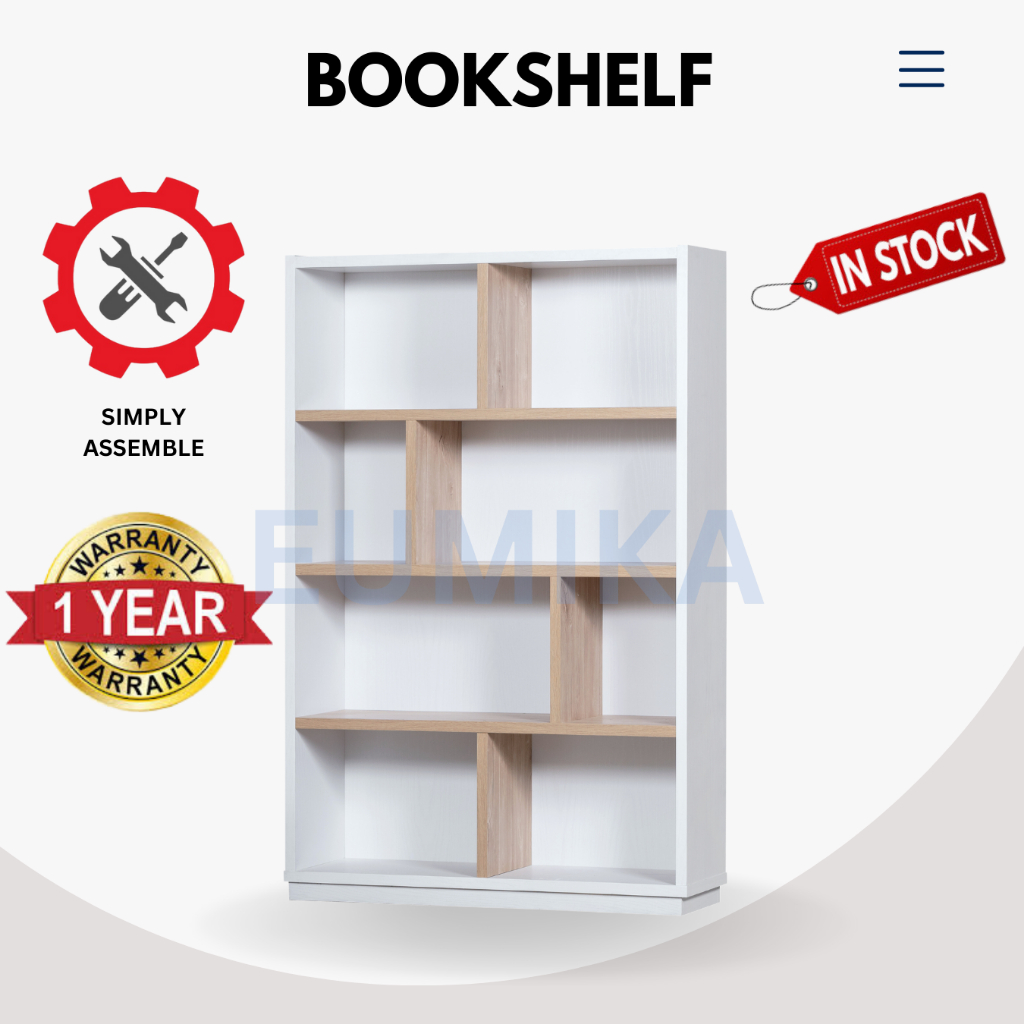 EUMIKA (DIY) Almari Buku Rak Buku Bookshelf Storage Wooden Rack Shelf ...