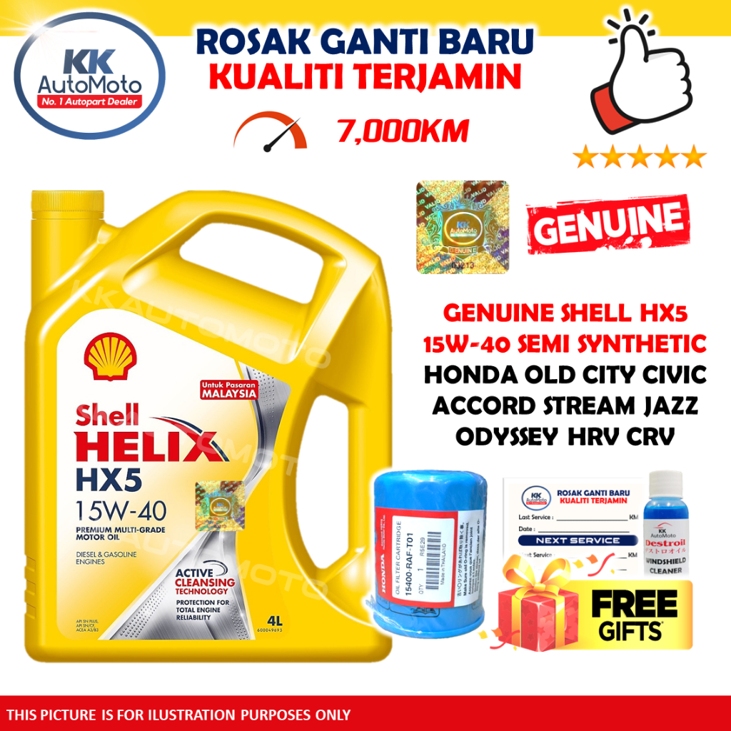 Genuine Shell Helix HX5 Semi Synthetic Minyak Hitam Engine Oil 15W-40 ...