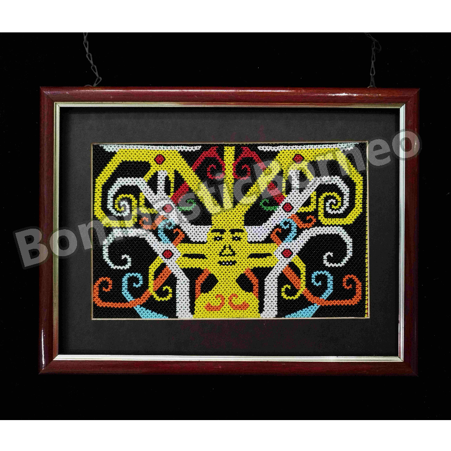 Traditional Sarawak Orang Ulu Beadwork Wooden Framed Souvenir /Karya ...