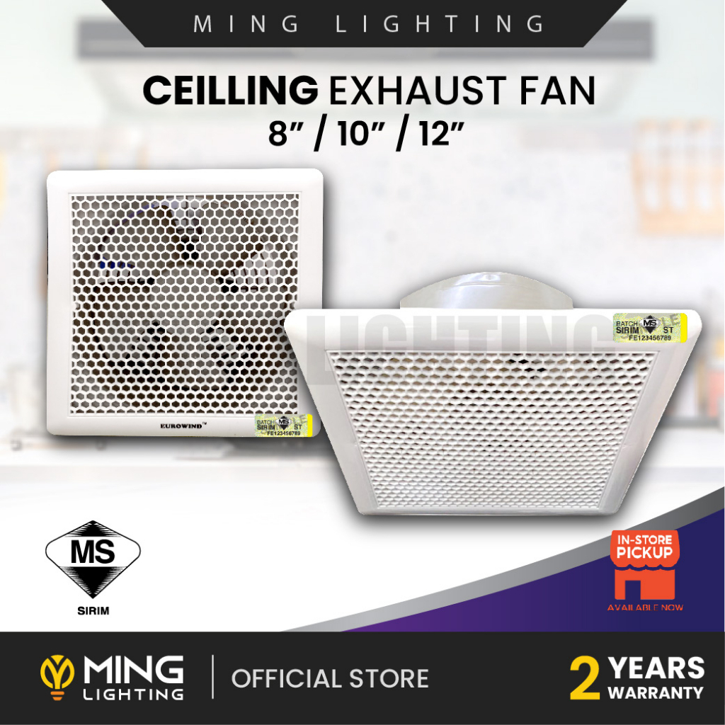 (Sirim) Ceiling Exhaust Fan 8" 10" 12" Air Ejector Ventilator Bedroom ...