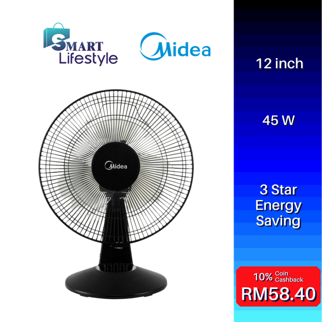 Midea 12" Table Fan MF-12FT16JC | Shopee Malaysia