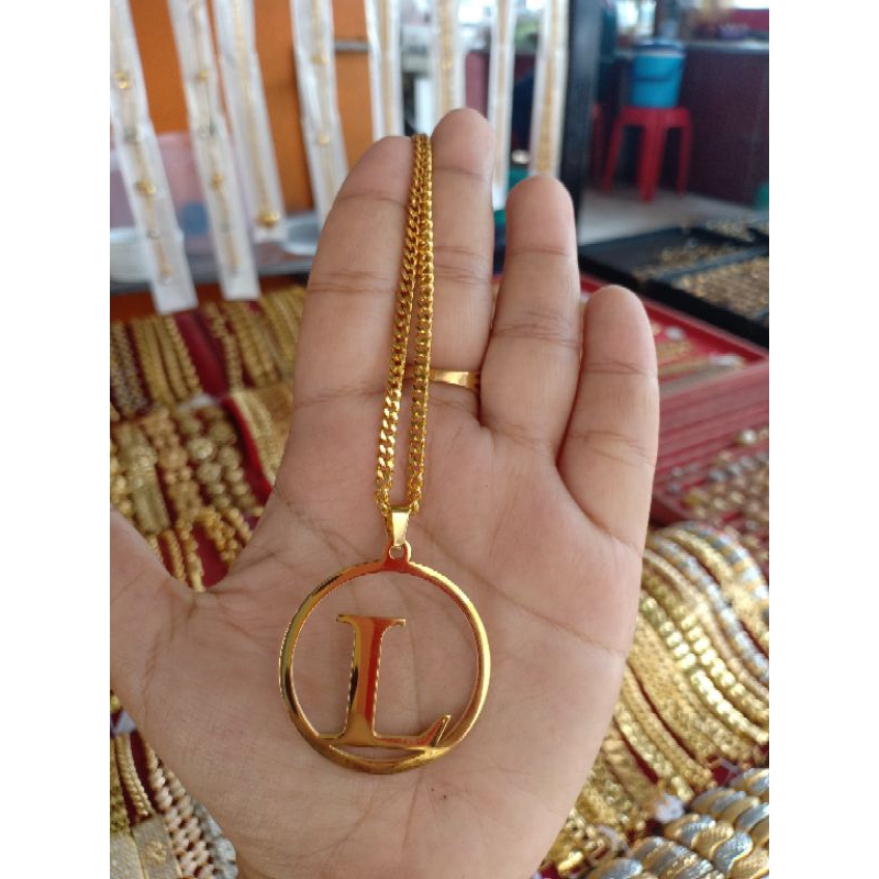 ️ Rantai Leher Mesin + Loket Huruf L Cop 916 ️ Emas Korea | Shopee Malaysia