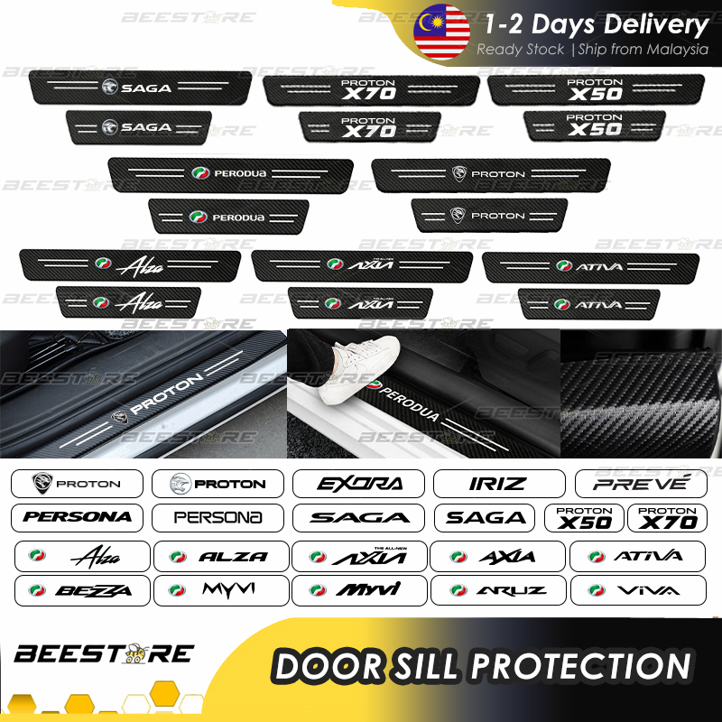 [4pc] Car Door Side Step Sill Strip Anti Scratch Sticker PROTON PERODUA ...