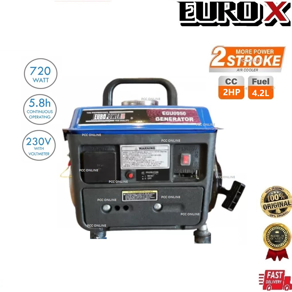 EUROX EGU0950 PORTABLE GASOLINE GENERATOR 720W/GENERATOR PASAR MALAM (2 ...