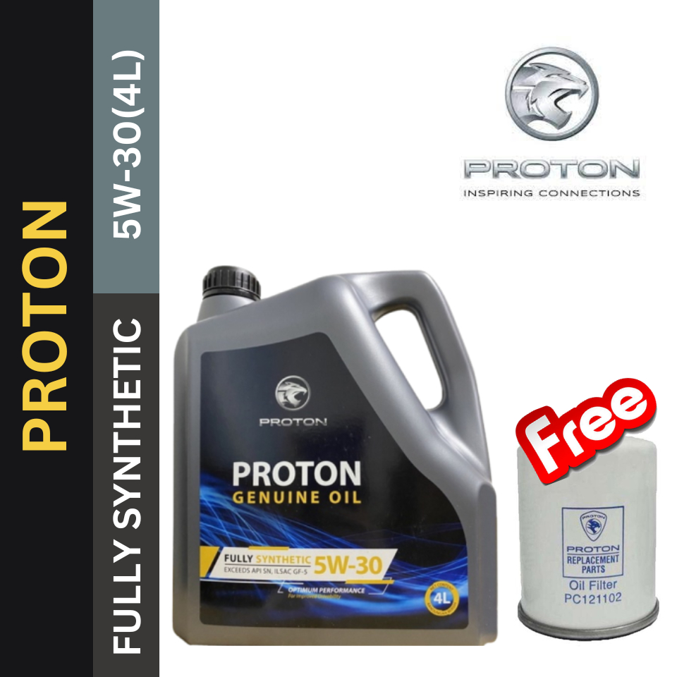 (B165C192)Genuine Proton Engine Oils SAE 5W30 Fully Synthetic (4L) FREE ...