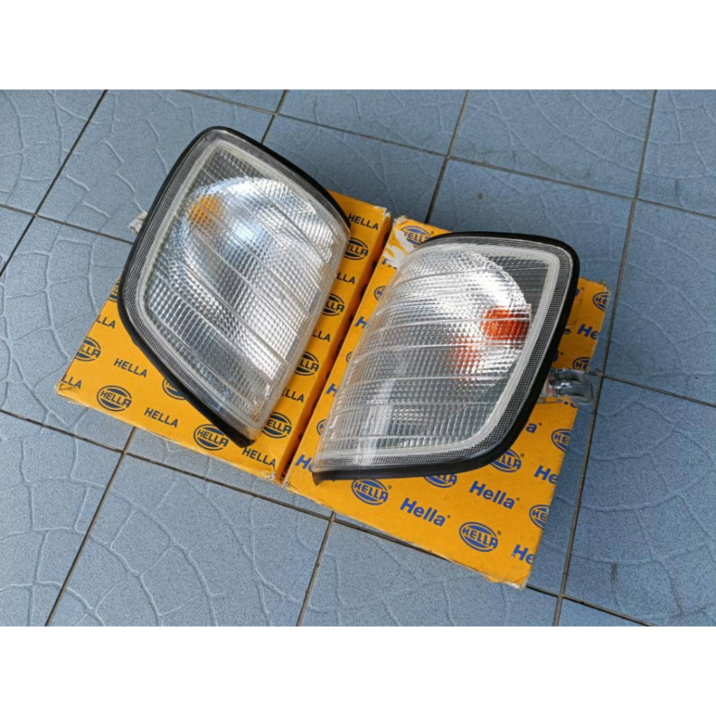 NEW HELLA W124 WHITE ALBINO PARKING ANGLE SIGNAL LAMPS LIGHT MERCEDES ...