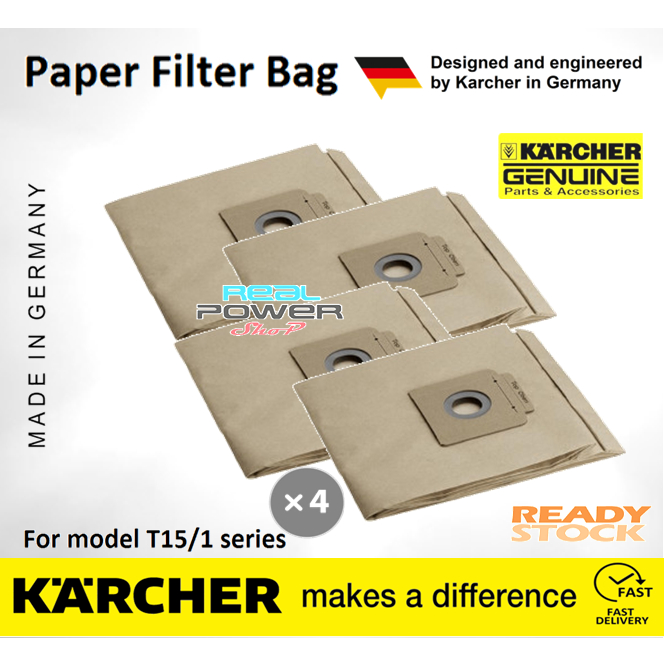 Karcher Paper Filter Bag for T15/1 Series [ Ready Stock / New ] 4 Pcs ...